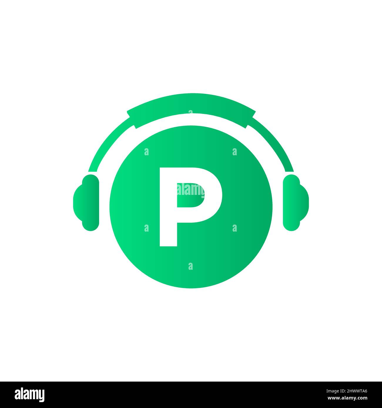 Headphone Template On P Letter. Letter P Music Logo Design. Dj Music ...