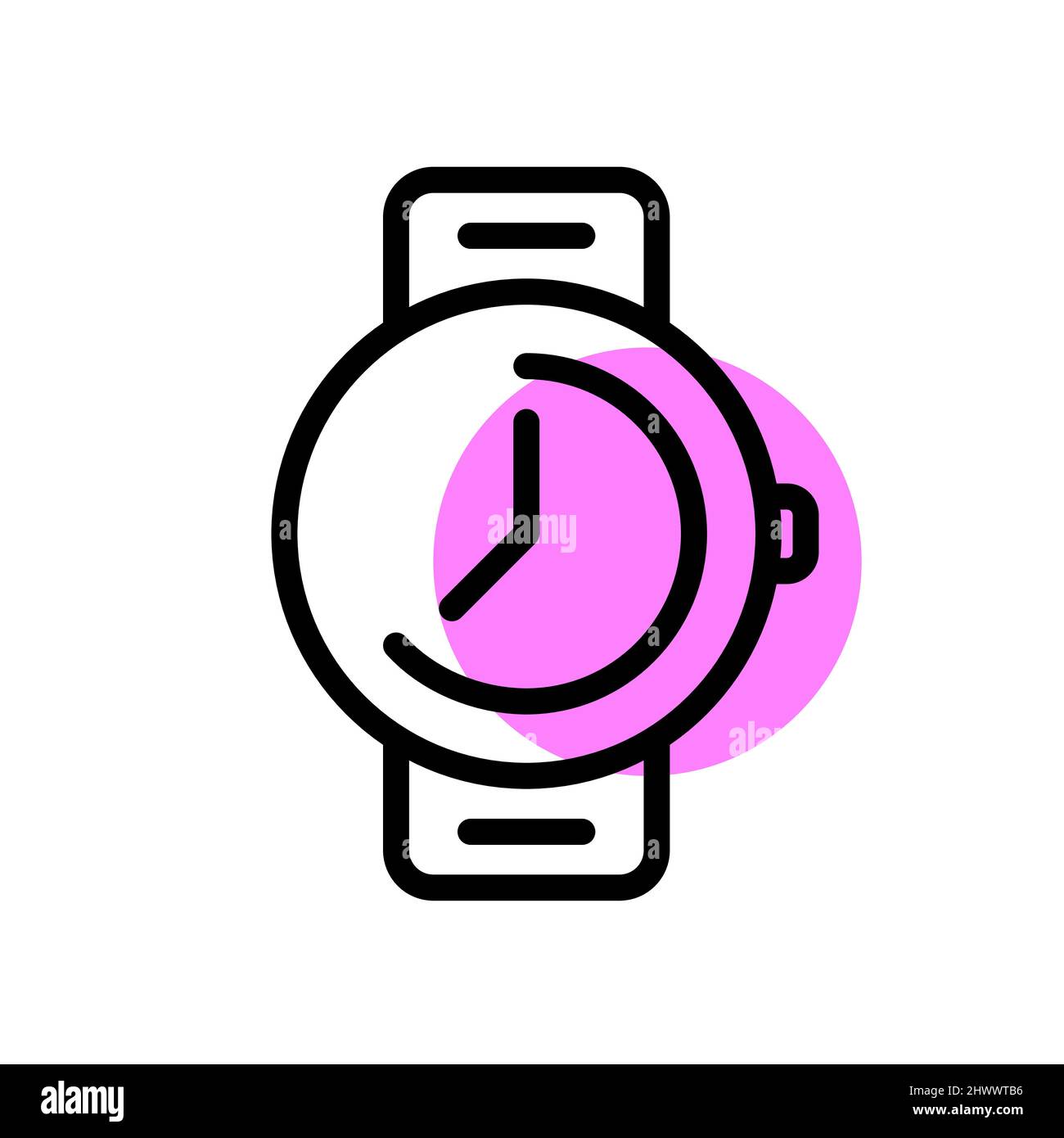 Watch with clock hands. Line art pixel perfect, editable stroke color ...