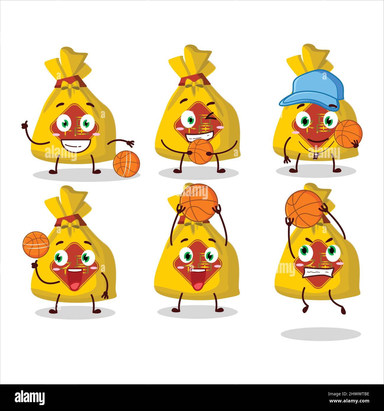 Talented yellow bag chinese cartoon character as a basketball athlete ...