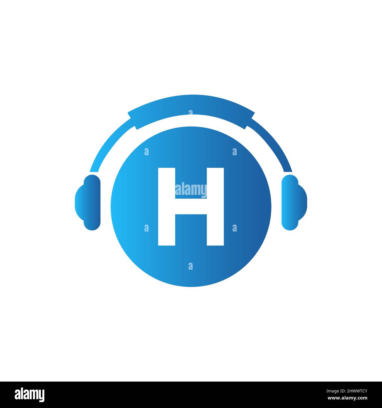 Headphone Template On H Letter. Letter H Music Logo Design. Dj Music ...