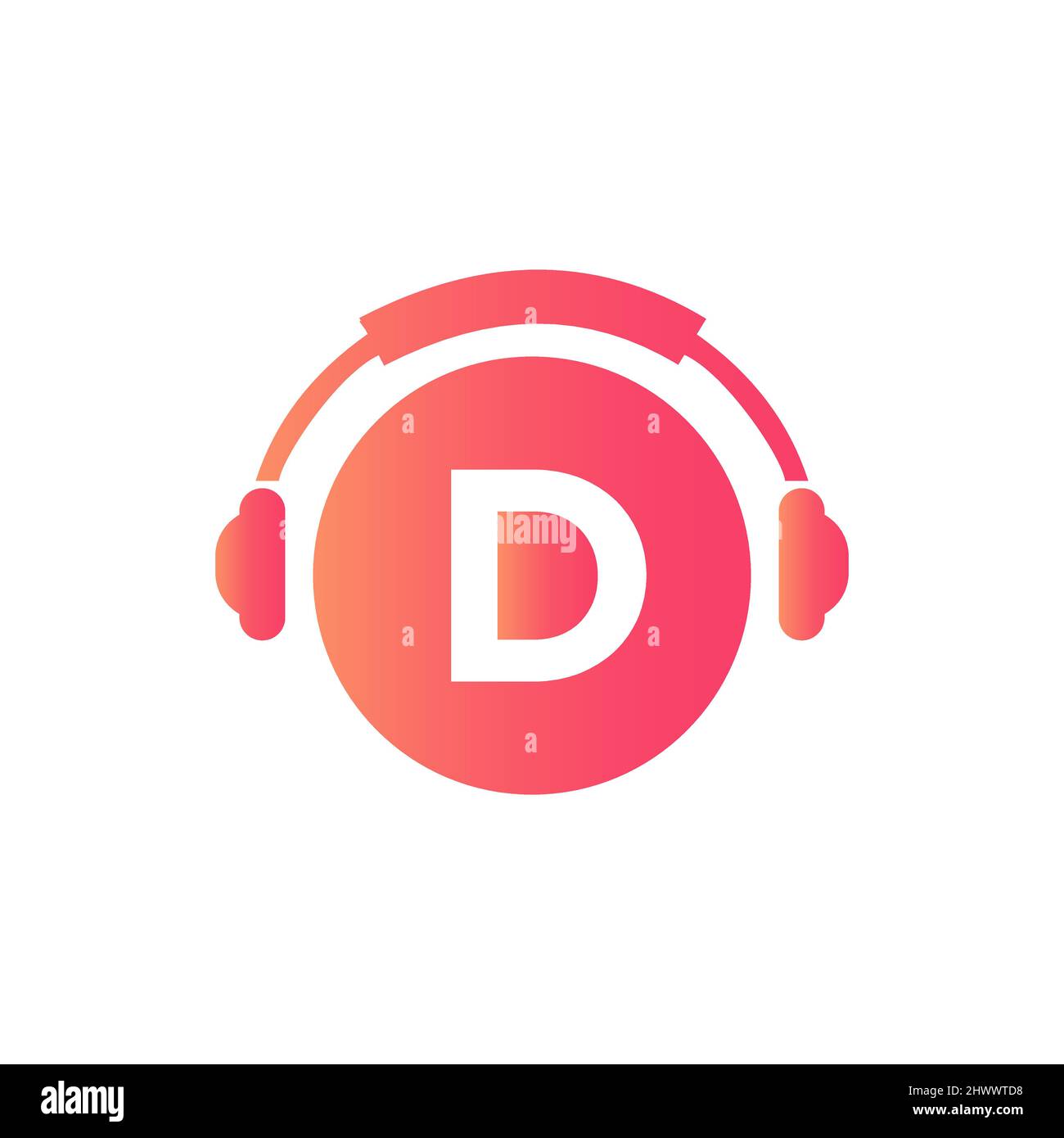Headphone Template On D Letter. Letter D Music Logo Design. Dj Music ...