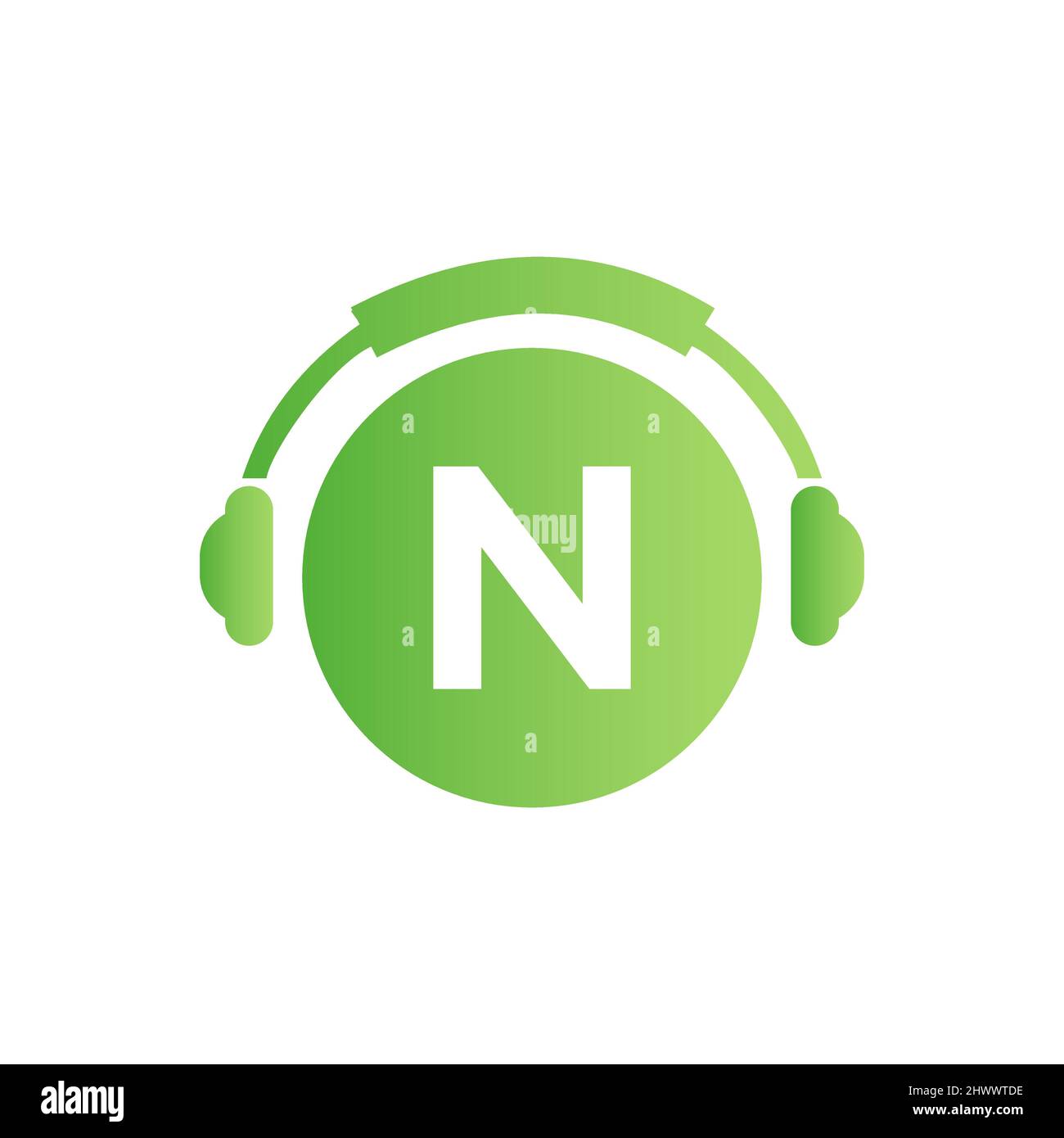 Headphone Template On N Letter. Letter N Music Logo Design. Dj Music ...