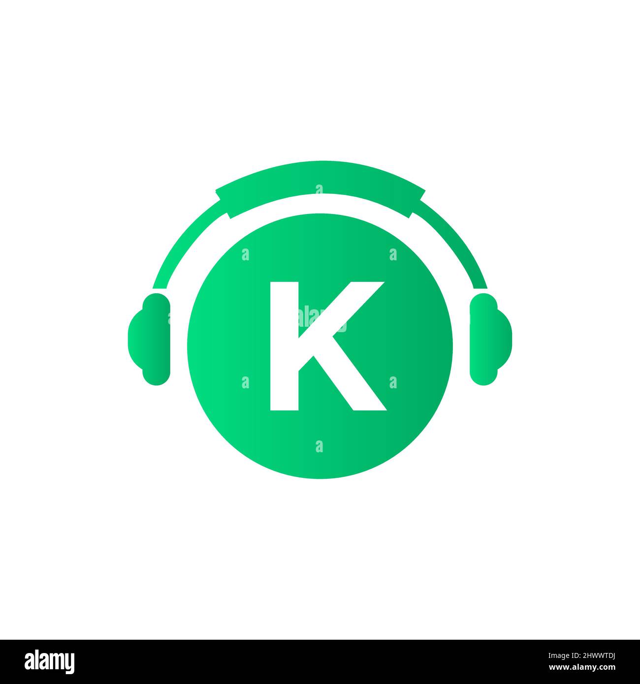 Headphone Template On K Letter. Letter K Music Logo Design. Dj Music ...