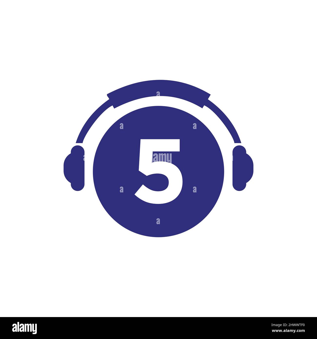 Headphone Template On 5 Letter. Letter 5 Music Logo Design. Dj Music ...