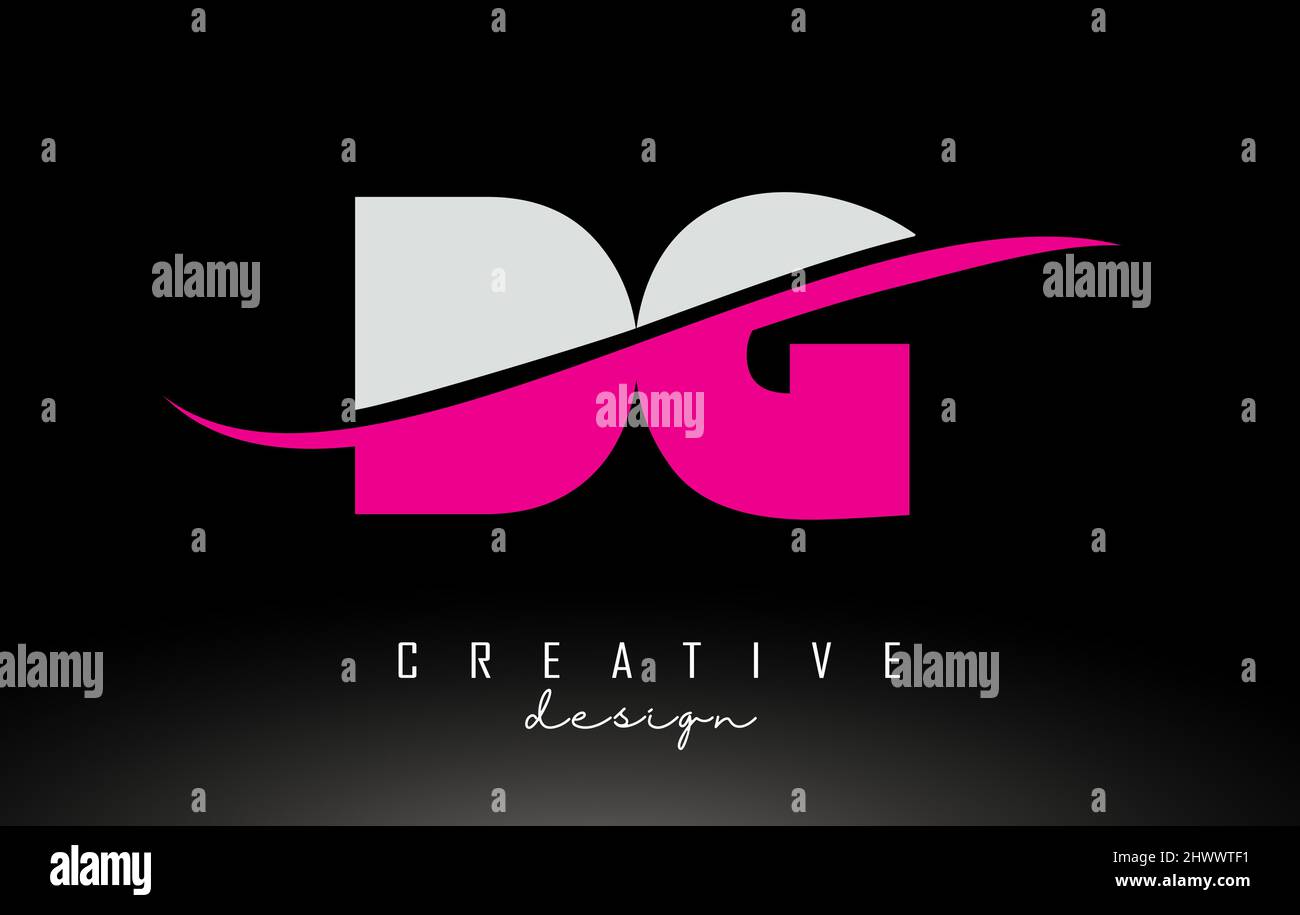 DG D G White and Pink Letter Logo with Swoosh and Curved Lines Stock ...