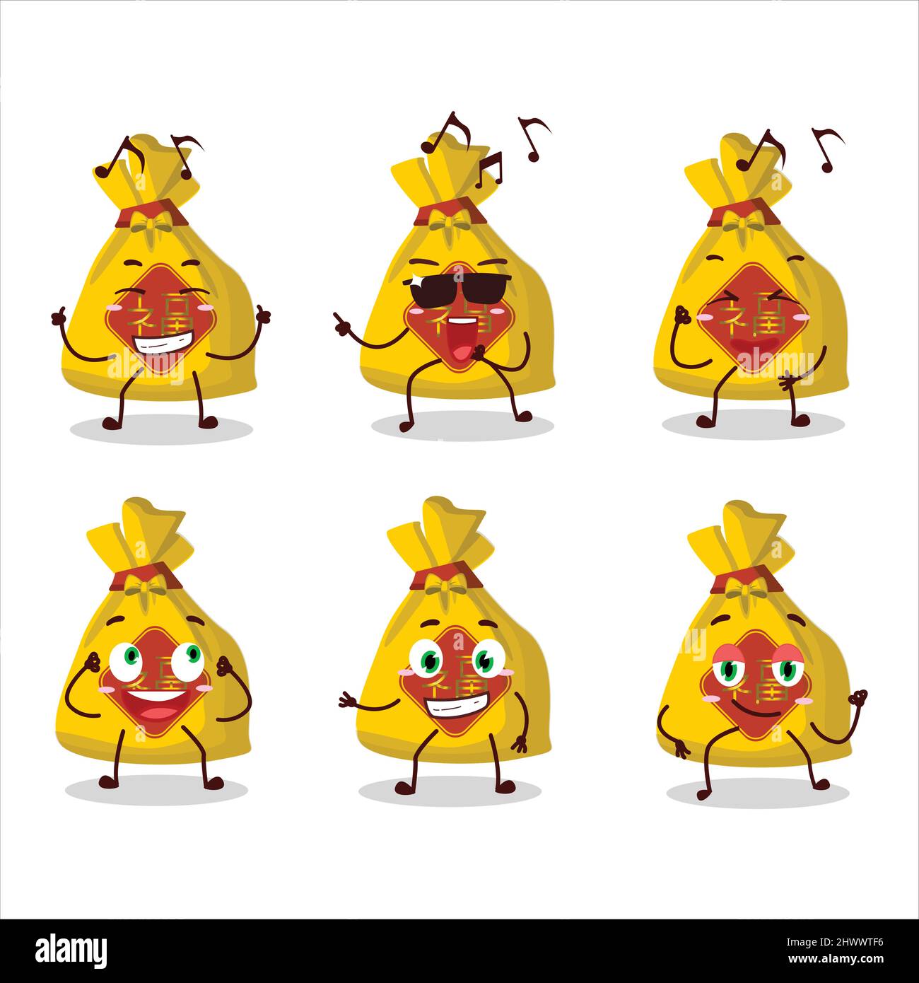An image of yellow bag chinese dancer cartoon character enjoying the ...