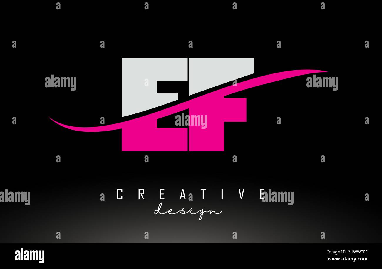 EF E White and Pink Letter Logo with Swoosh and Curved Lines Stock ...