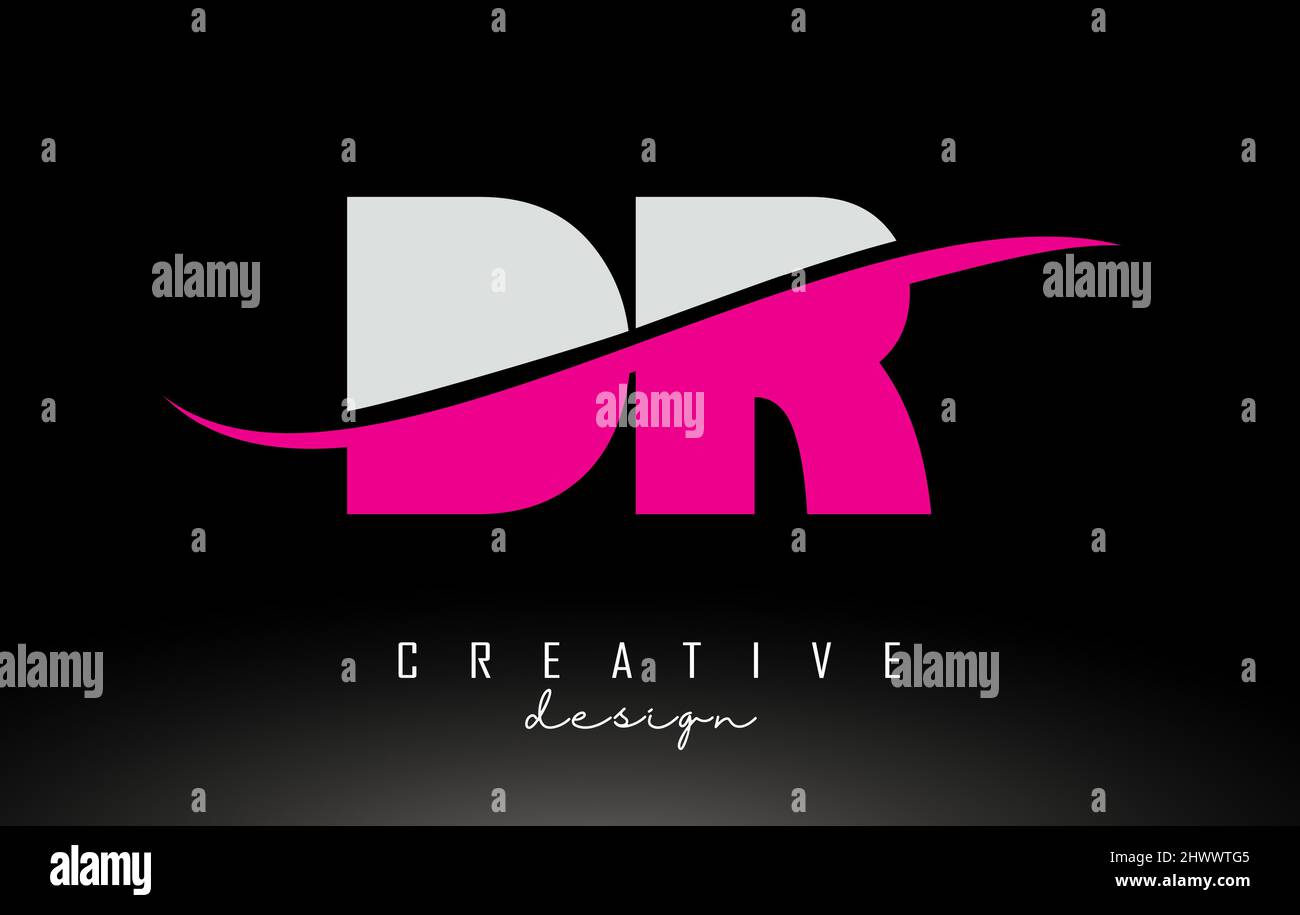 DR D R White and Pink Letter Logo with Swoosh and Curved Lines Stock ...