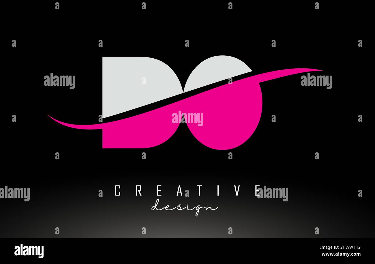 DO D O White and Pink Letter Logo with Swoosh and Curved Lines Stock ...
