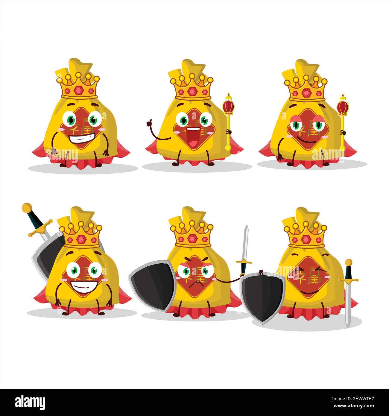 A Charismatic King yellow bag chinese cartoon character wearing a gold ...
