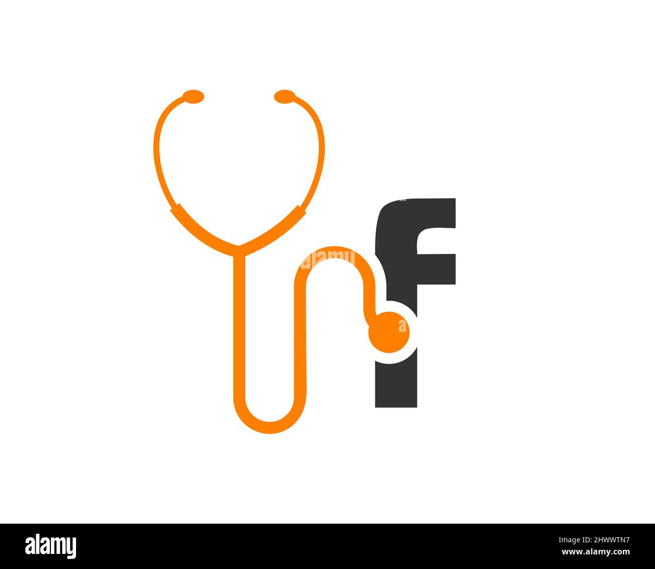 Health care logo with F letter concept. Stethoscope logo F letter ...
