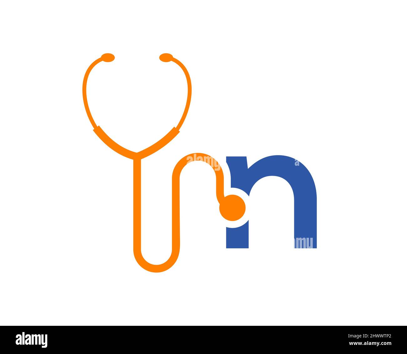 Health care logo with N letter concept. Stethoscope logo N letter ...