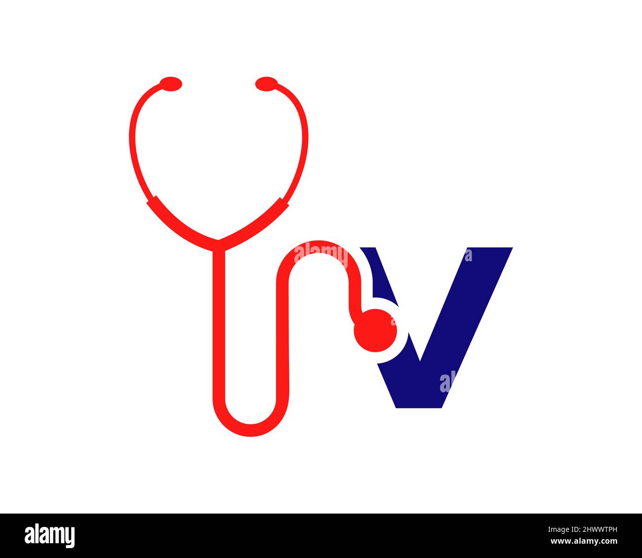 Health care logo with V letter concept. Stethoscope logo V letter ...