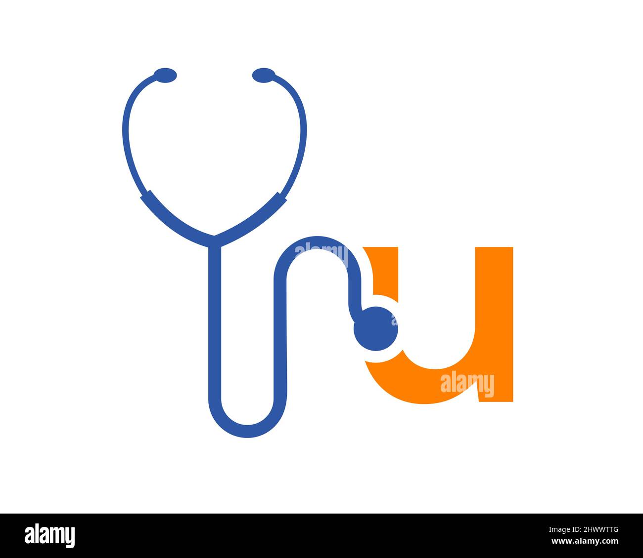 Health care logo with U letter concept. Stethoscope logo U letter ...