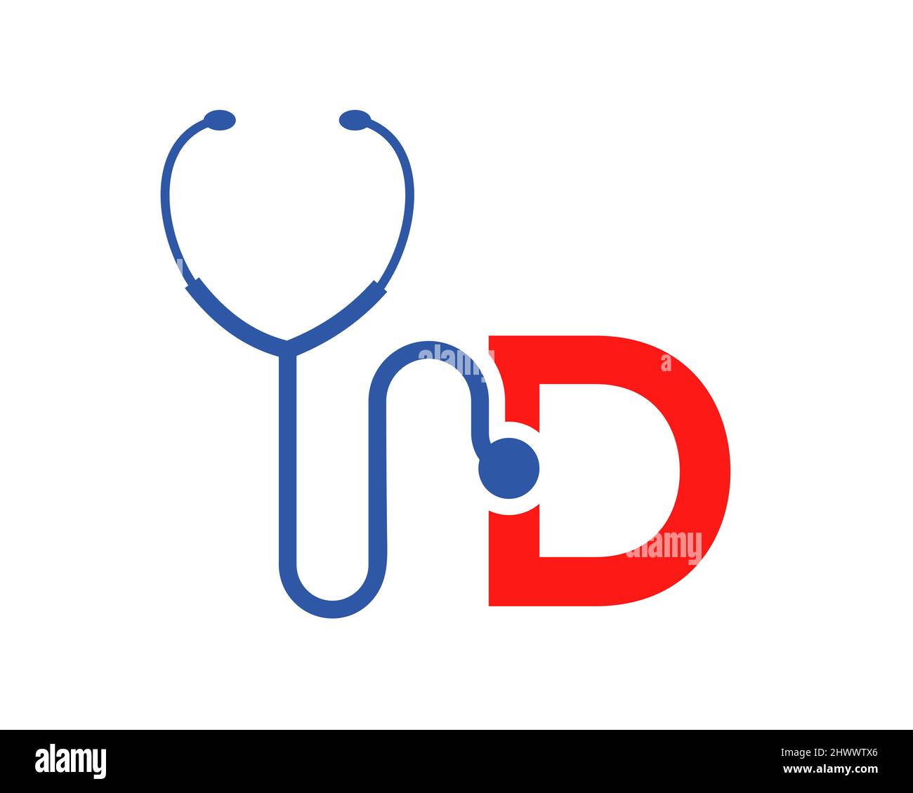 Health care logo with D letter concept. Stethoscope logo D letter ...