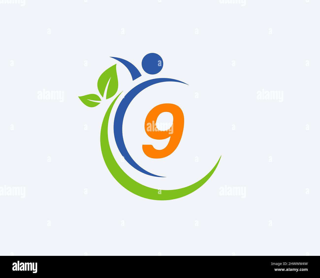 Human Health Logo On Letter 9. Letter 9 Health Care Logo Template ...
