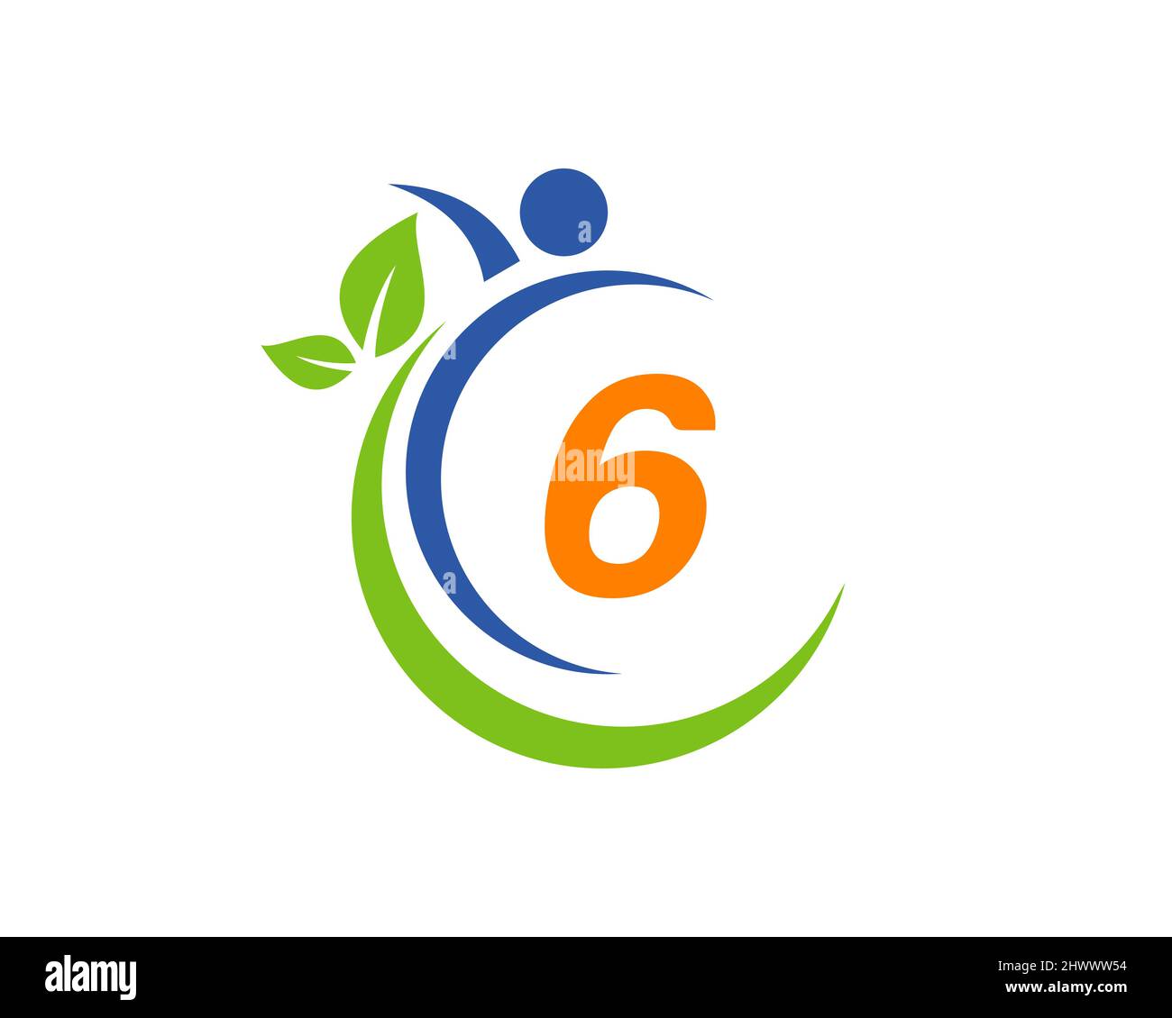 Human Health Logo On Letter 6. Letter 6 Health Care Logo Template ...