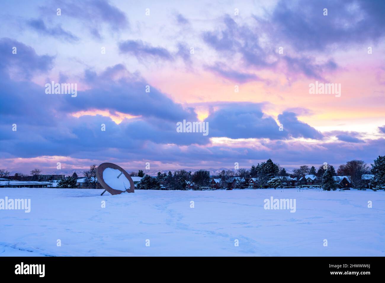 Winter sunset at Cranmer Park in the Hilltop neighborhood in Denver ...