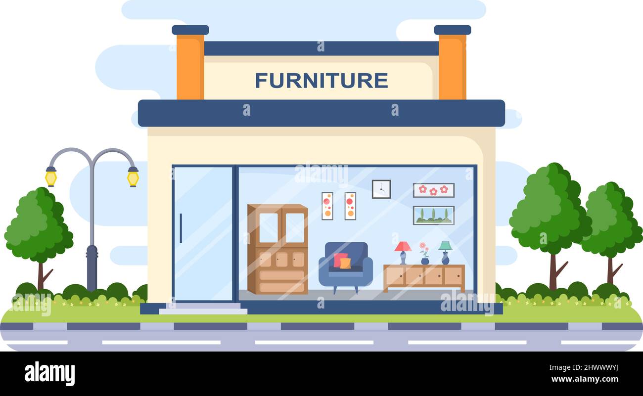 Home Furniture Flat Design Illustration for the Living Room to be ...