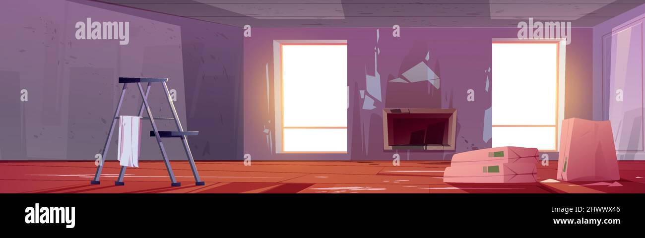 Room renovation, repair, home apartment improvement. Interior with raw ...