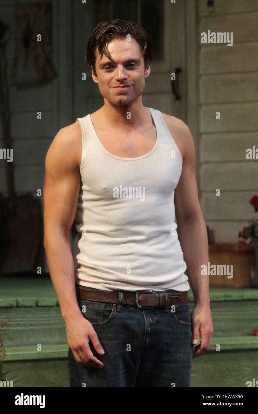 Sebastian Stan taking his opening night curtain call in the Roundabout ...