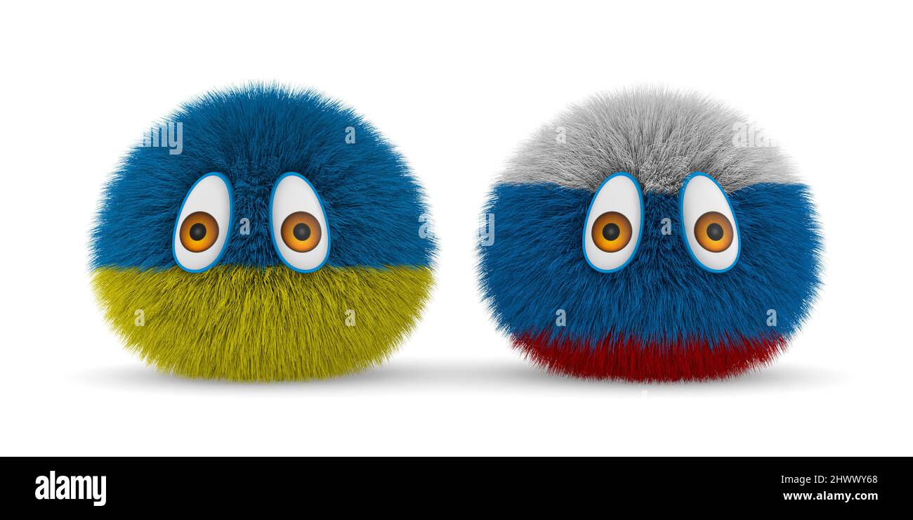 Two furry monsters on white background. Isolated 3D illustration Stock ...