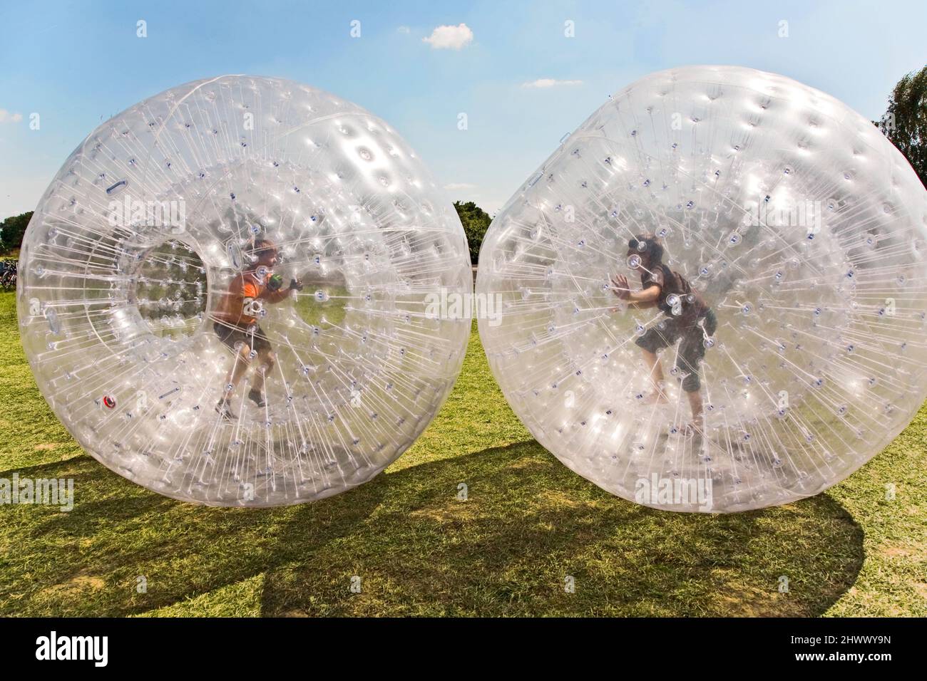 children have a lot of fun in the Zorbing Ball Stock Photo - Alamy