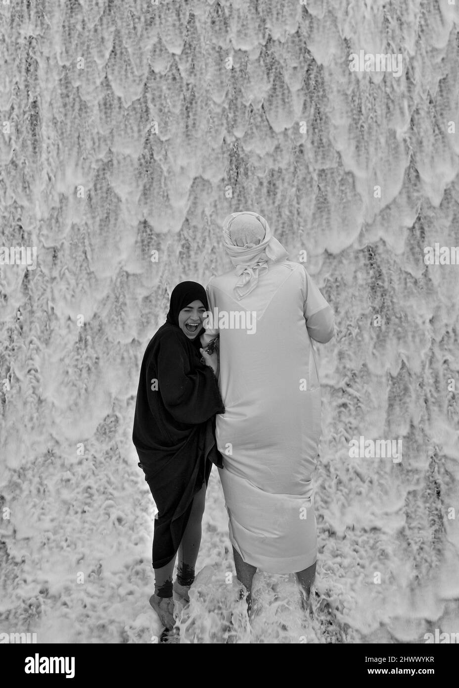 Visitors at Surreal, ‘The Water Feature’, at Expo 2020 site, near Dubai ...