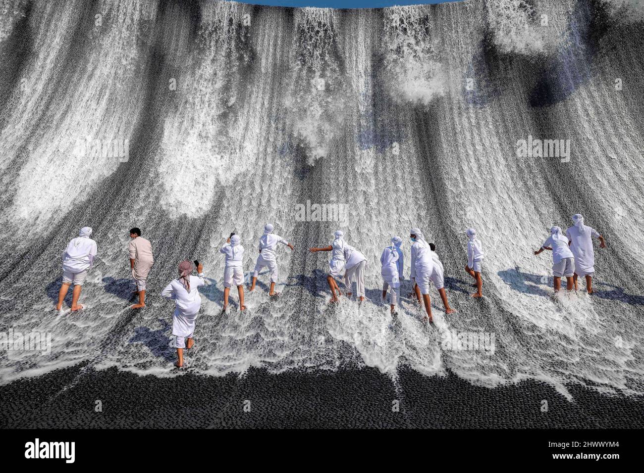 Visitors at Surreal, ‘The Water Feature’, at Expo 2020 site, near Dubai ...