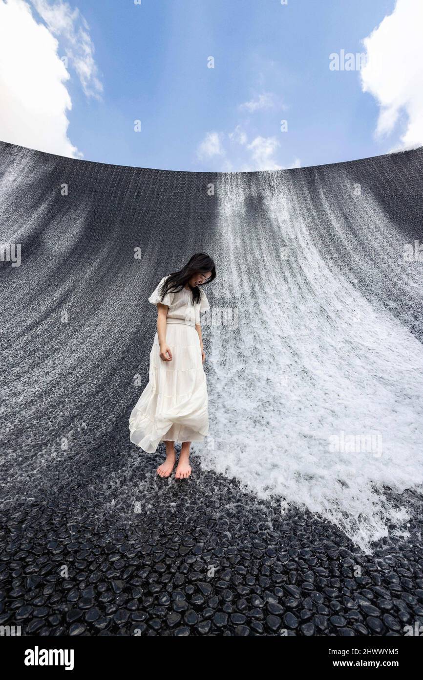 Visitors at Surreal, ‘The Water Feature’, at Expo 2020 site, near Dubai ...