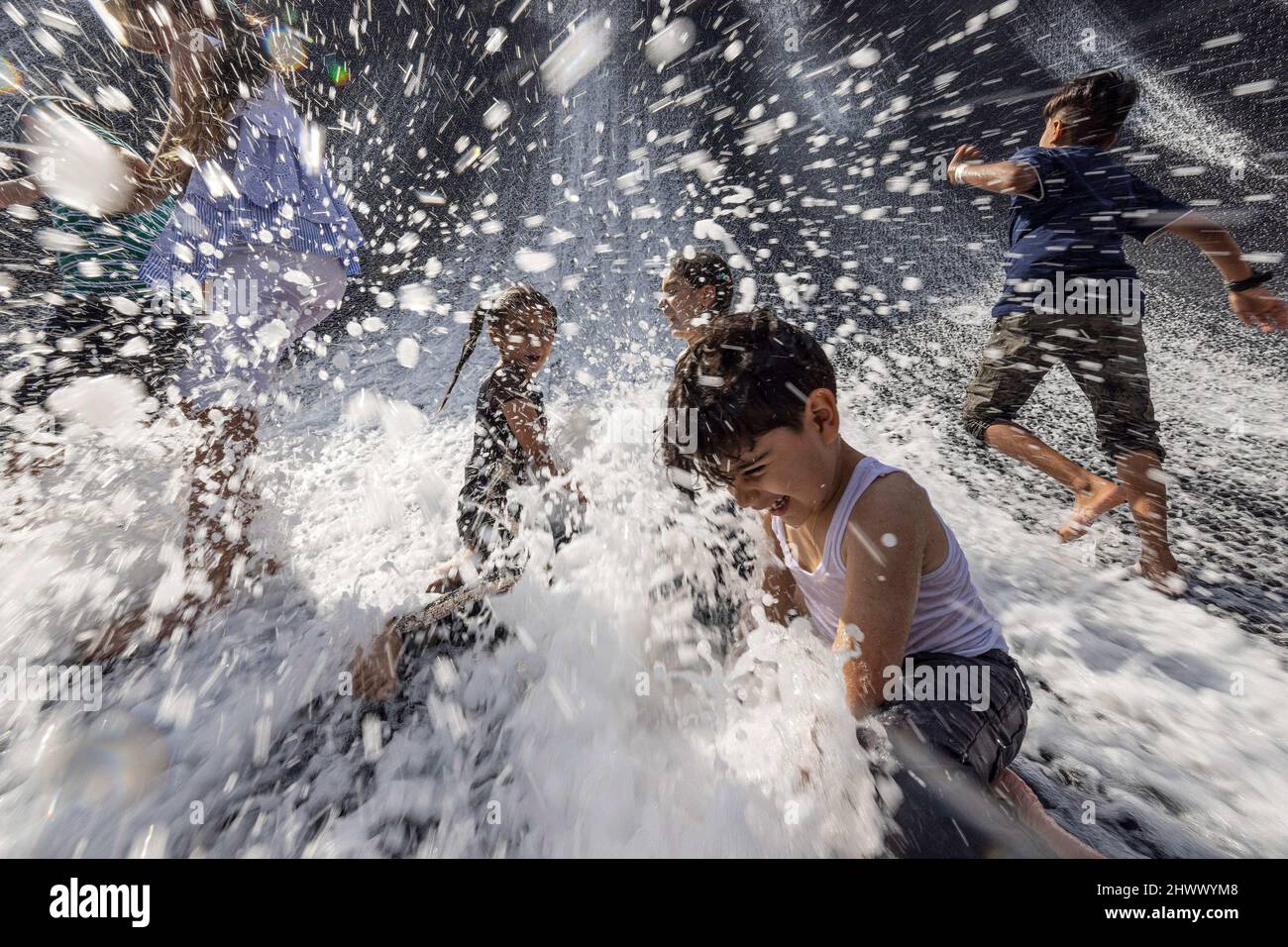 Visitors at Surreal, ‘The Water Feature’, at Expo 2020 site, near Dubai ...