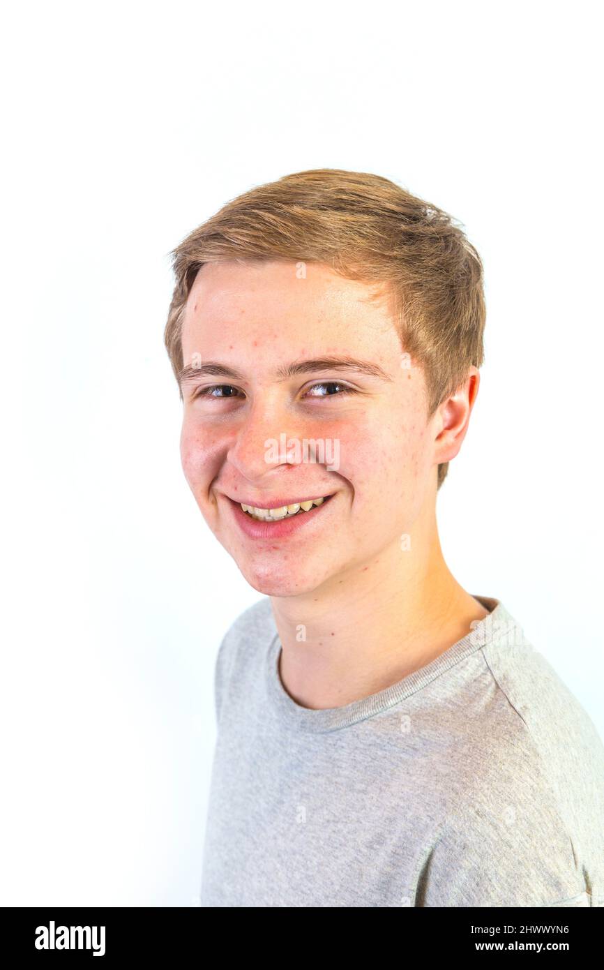 Portrait of a positive adolescent boy in puberty Stock Photo - Alamy