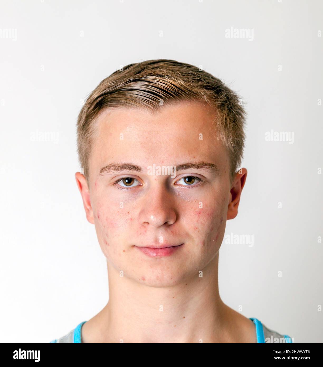 Portrait of a positive adolescent boy in puberty Stock Photo - Alamy