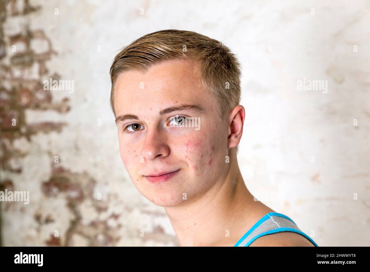 Portrait of a positive adolescent boy in puberty Stock Photo - Alamy