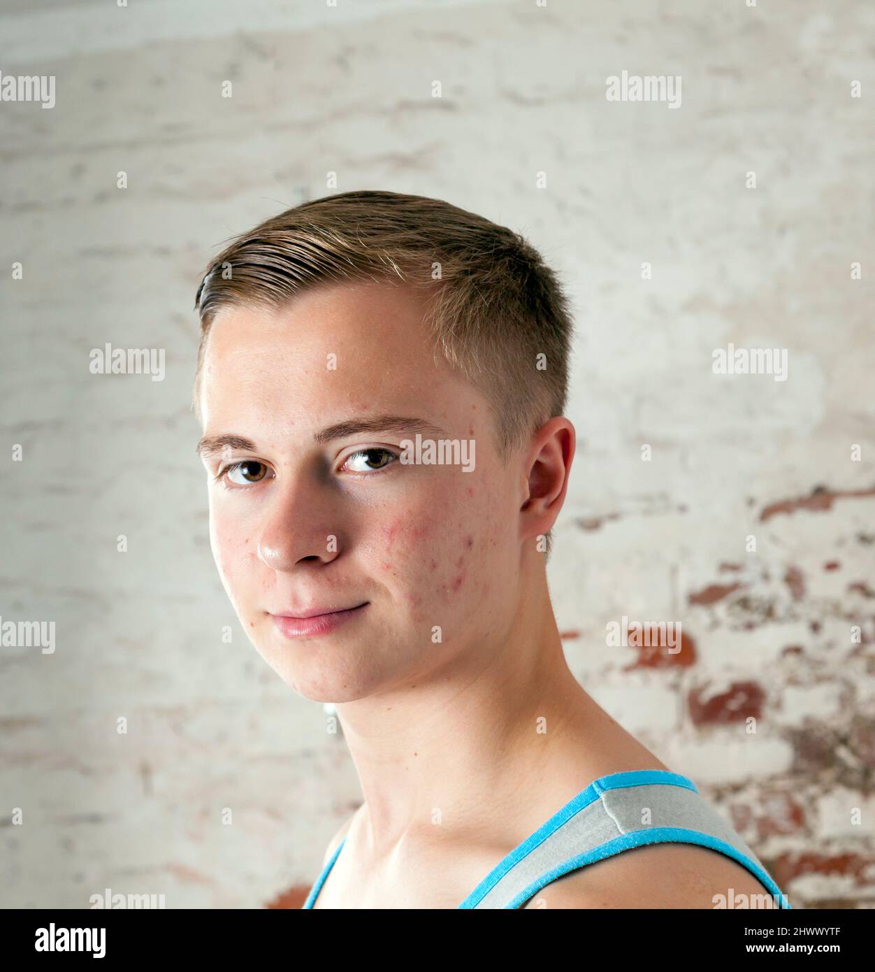 Portrait of a positive adolescent boy in puberty Stock Photo - Alamy