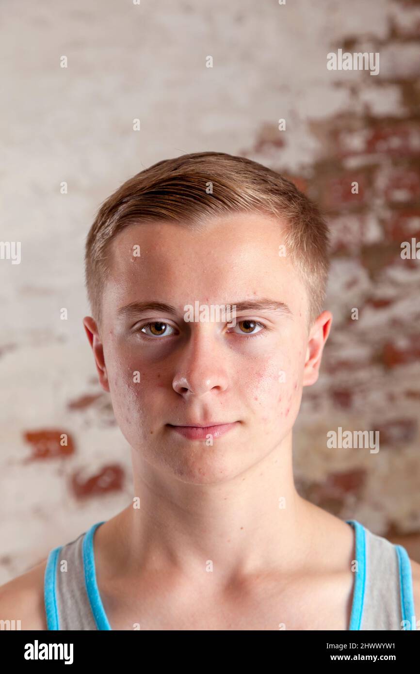 Portrait of a positive adolescent boy in puberty Stock Photo - Alamy