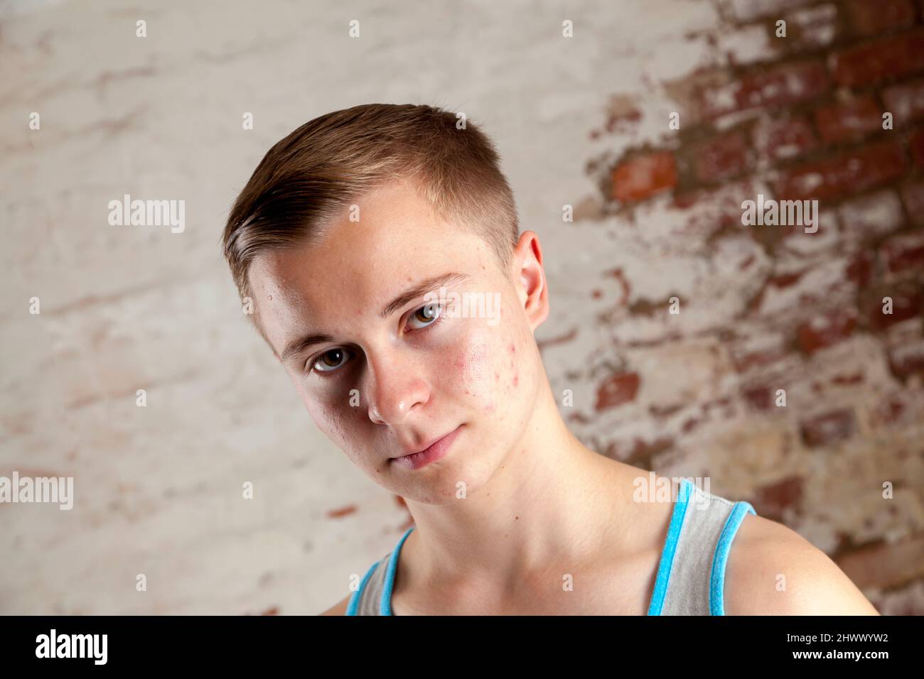 Portrait of a positive adolescent boy in puberty Stock Photo - Alamy