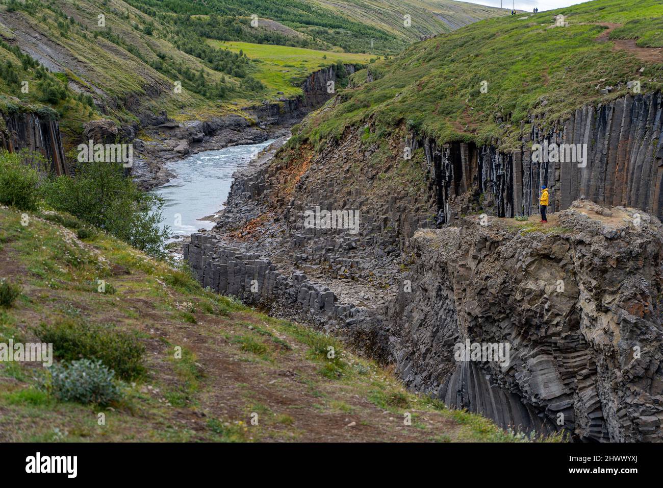 Beautiful aerial view of the studlagil canyon, and the largest number ...