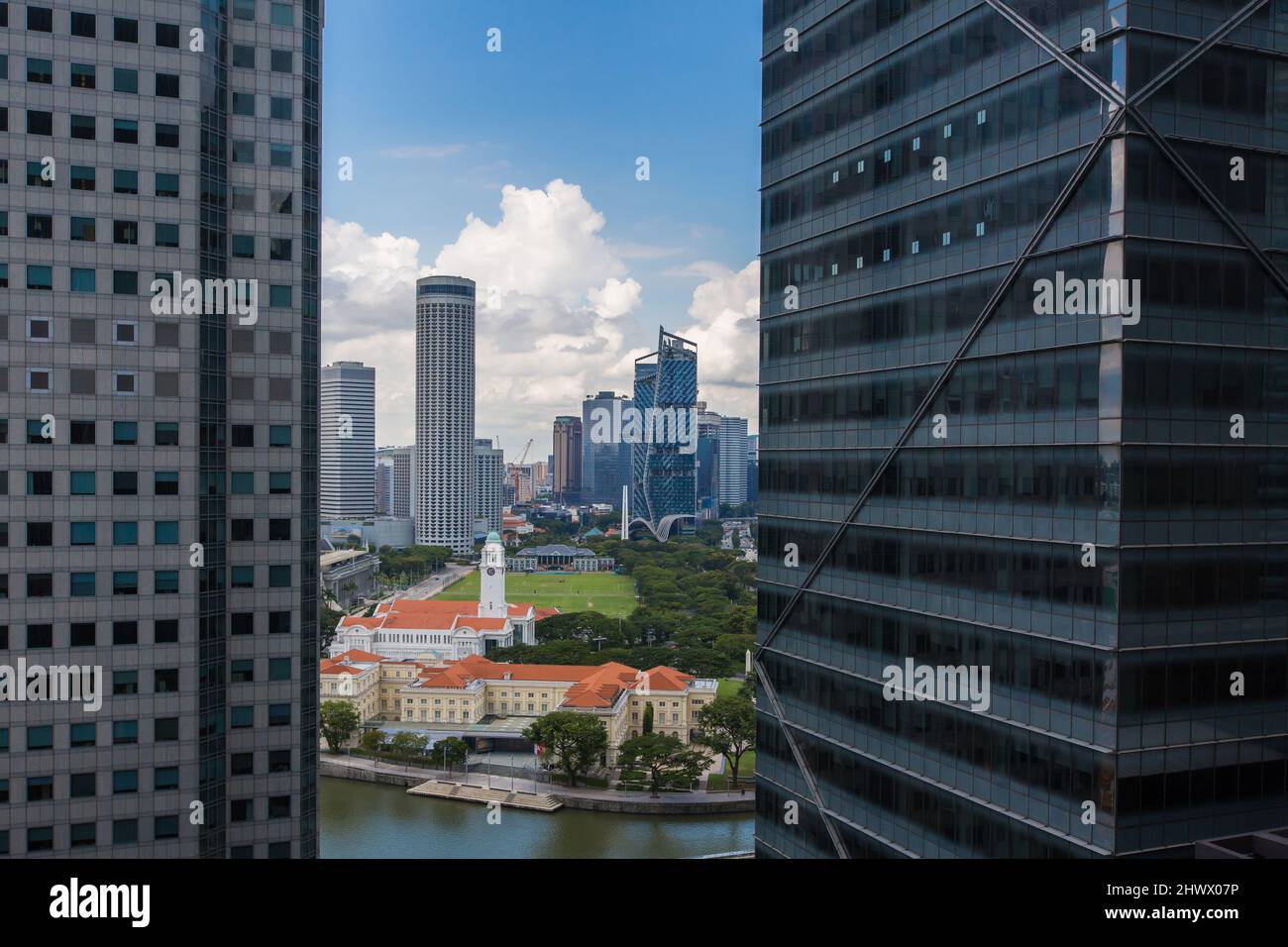Scenic urban skyline view of Singapore cityscape urban infrastructure ...
