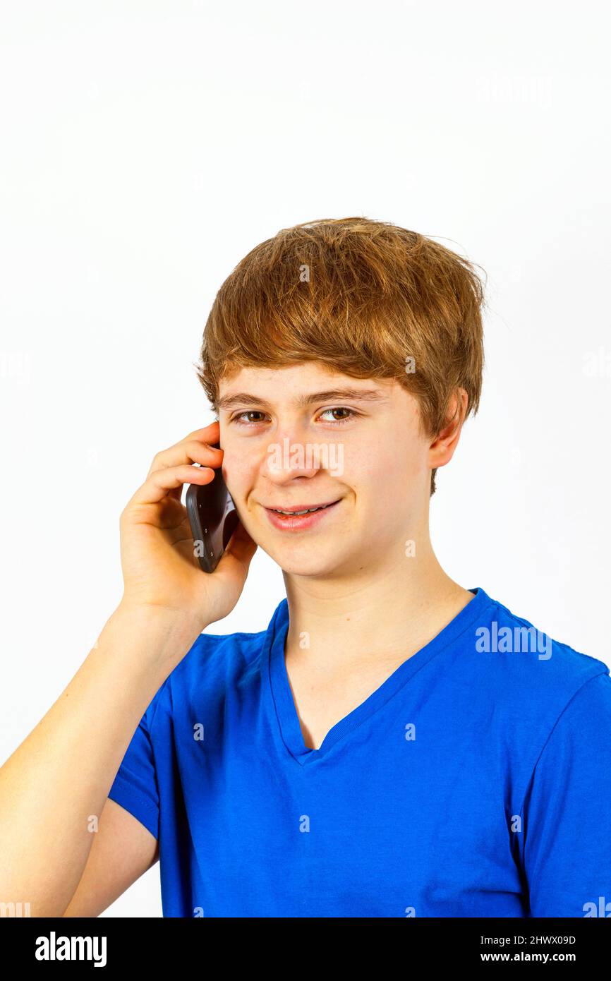 boy using a modern mobile phone Stock Photo - Alamy