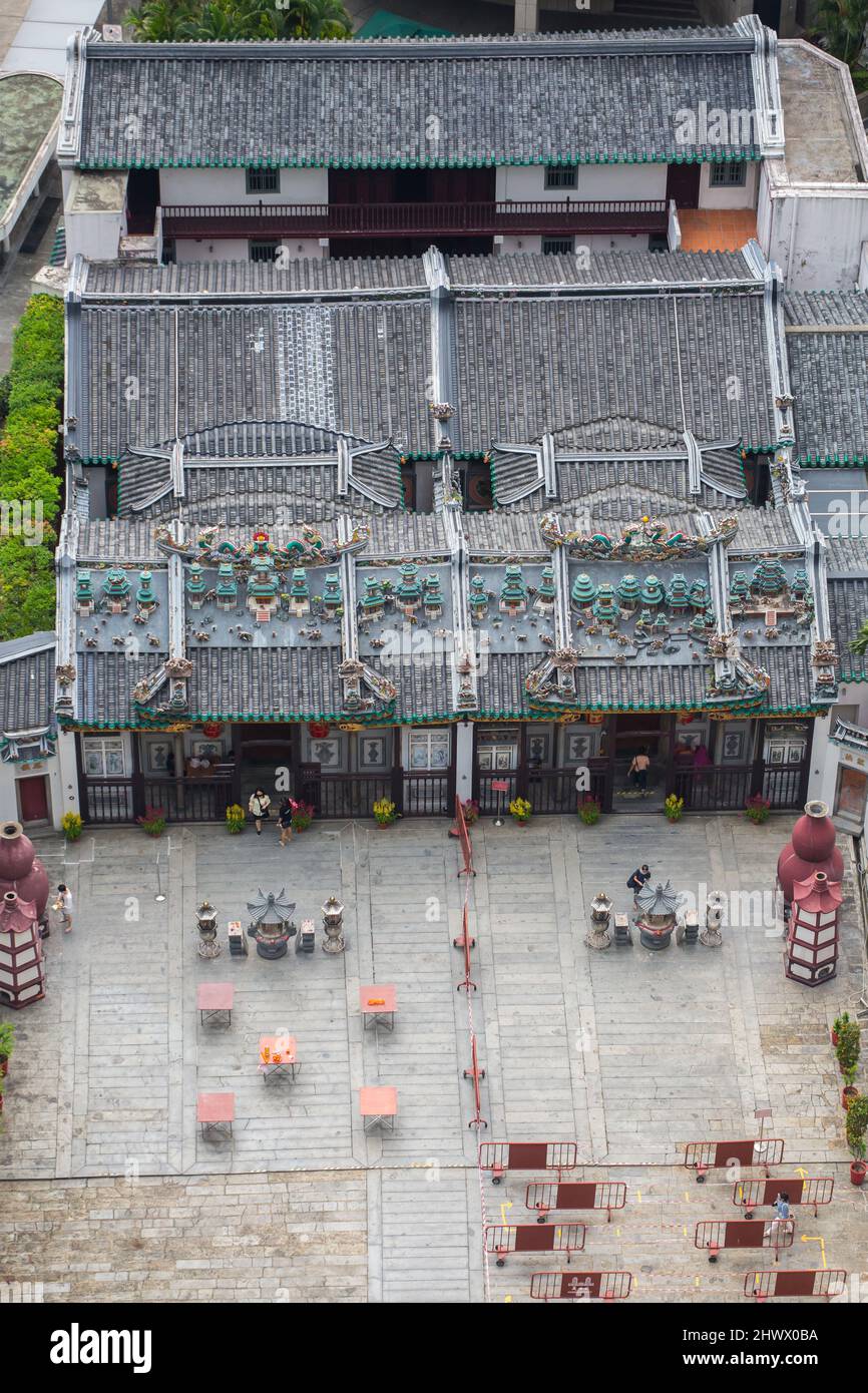 Aerial view of Yueh Hai Ching Temple, one of the oldest Teochew Chinese ...