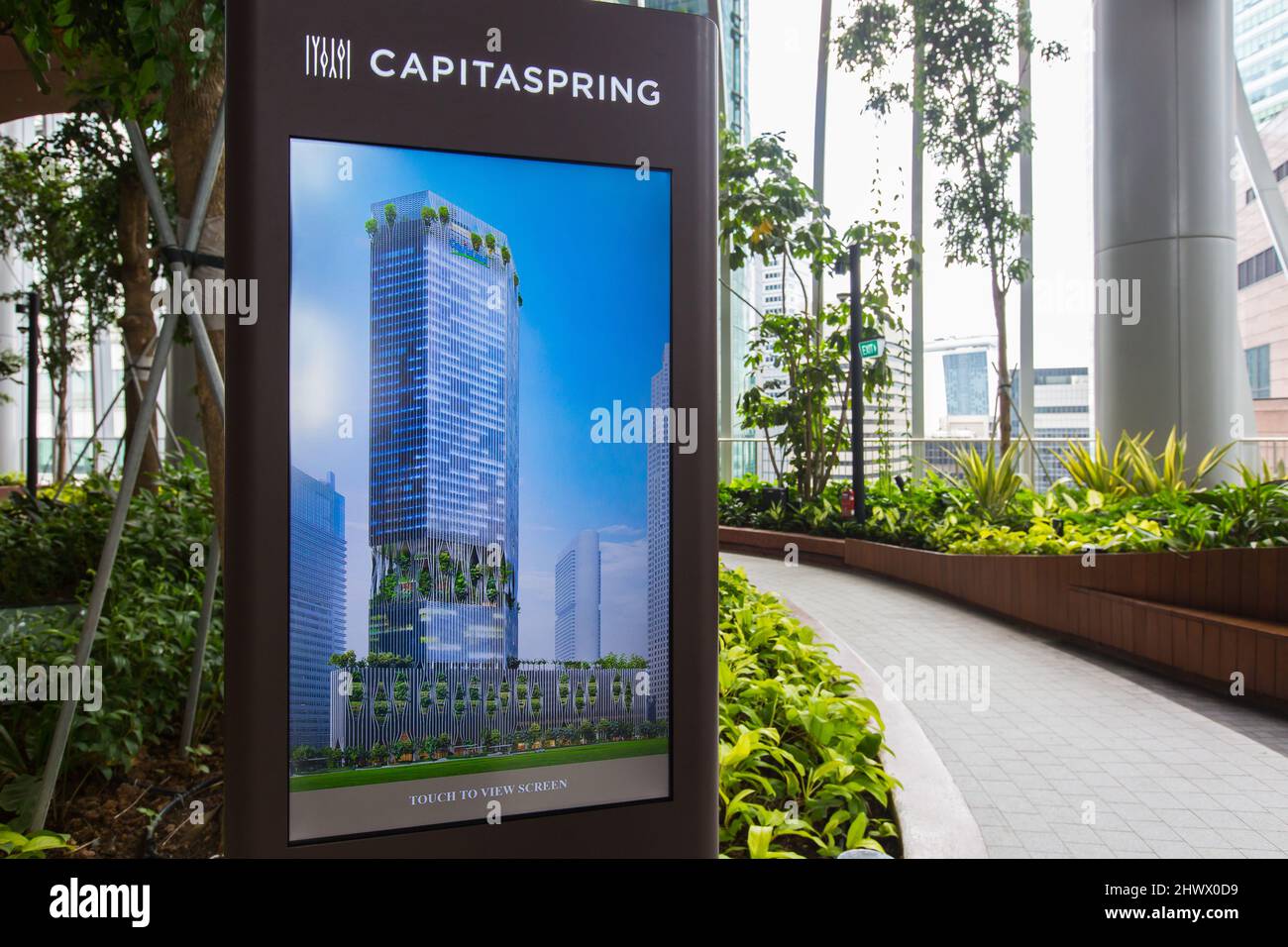 LED panel showing the architecture of CapitaSpring, Singapore Stock ...