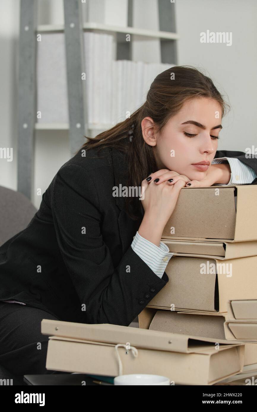 Sadness depressed businesswoman, frustration secretary girl, stressed ...