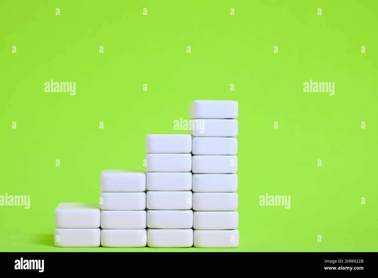 Stairs growing up, growth and rise graph green background Stock Photo ...