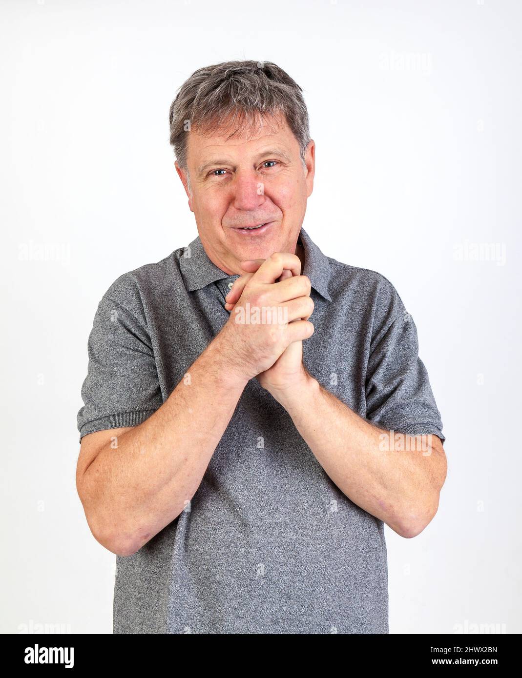 Portrait of handsome Middle aged man on white background Stock Photo ...