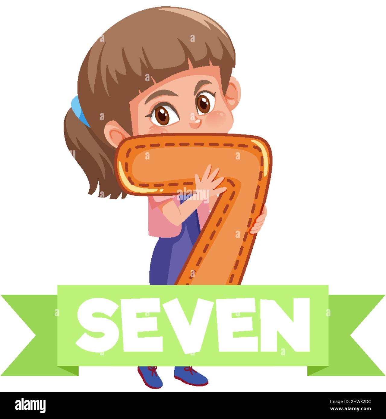 Student girl holding the number cartoon character isolated on white ...