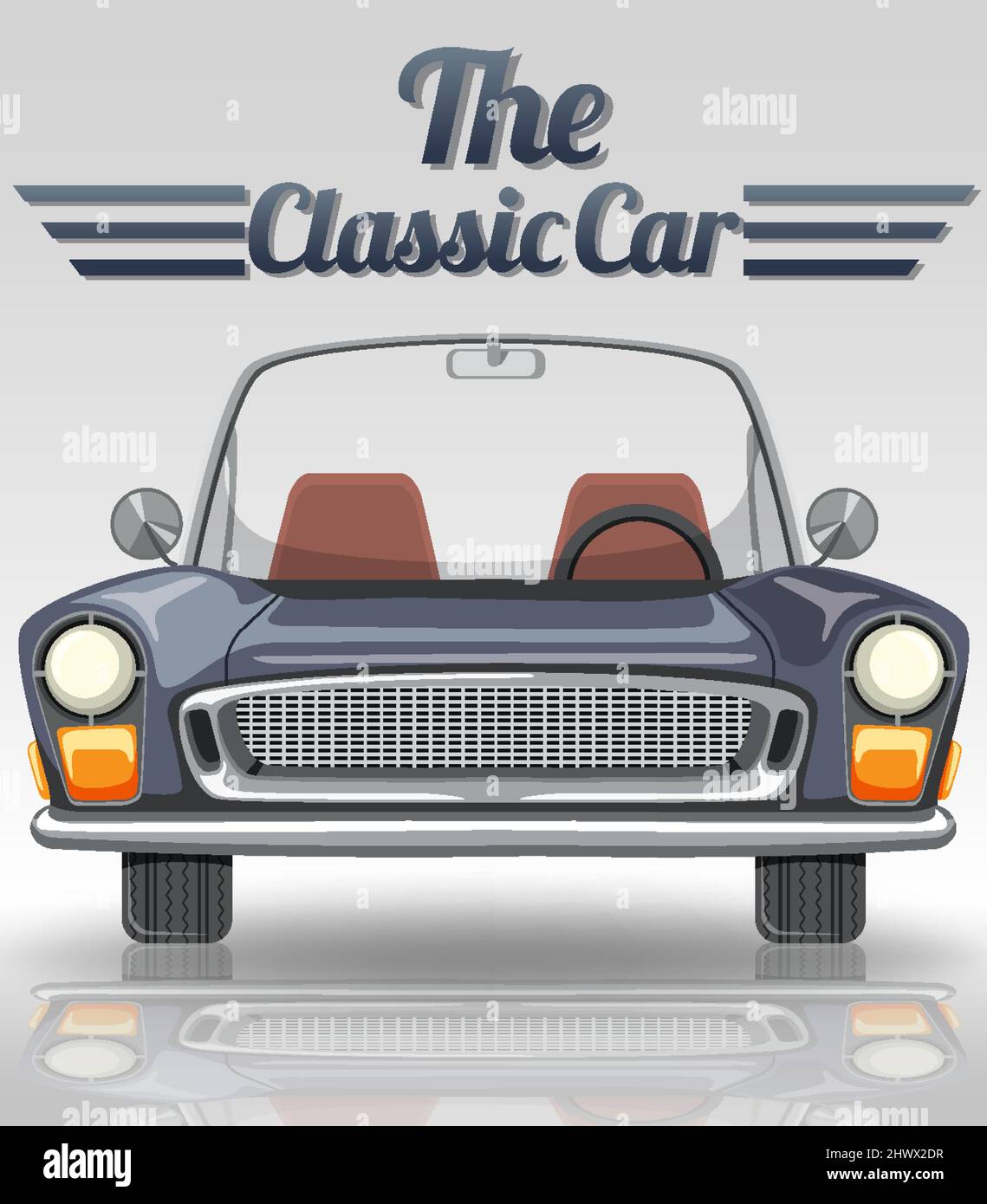 Classic car typography design with classic car on white background ...