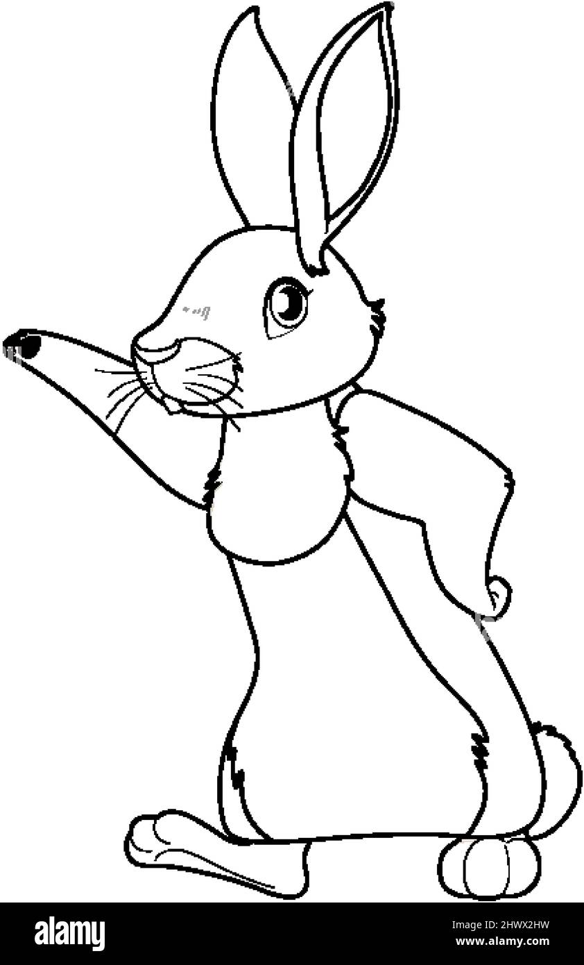 Rabbit doodle outline for colouring illustration Stock Vector Image ...
