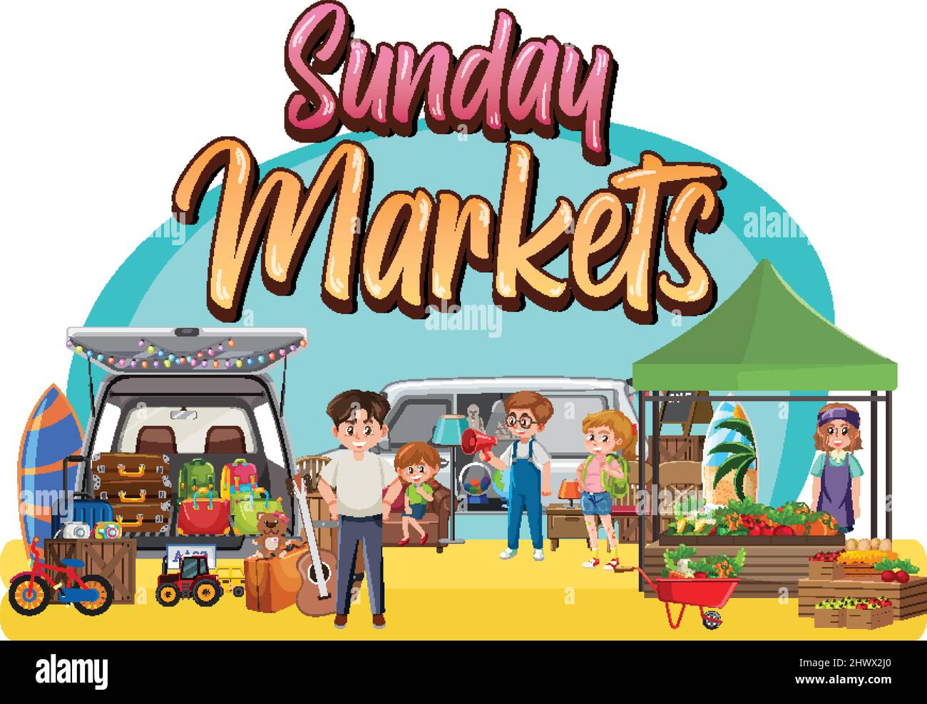 Sunday flea market Stock Vector Images - Alamy
