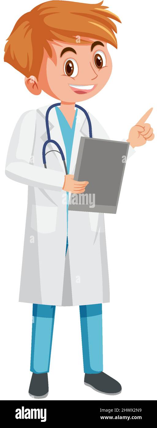 A male doctor cartoon character on white background illustration Stock ...